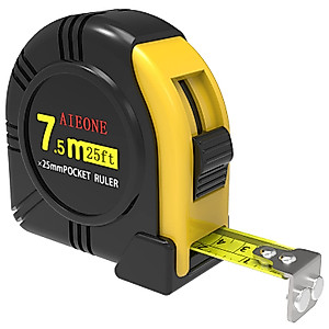Tape Measure Retractable Metric and Imperial 10ft 16ft 25ft 33ft Measuring Tape with Magnetic Hook Impact Resistant Rubberized Case(25ft)