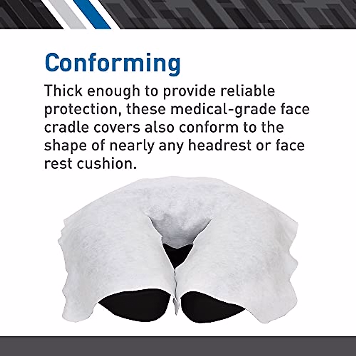 BodyMed Disposable Face Cradle Covers - 1 Pack of 100 Sheets - Medical-Grade, Ultra Soft, Luxurious, Non-Sticking Massage Face Covers/Headrest Covers for Massage Tables & Massage Chairs