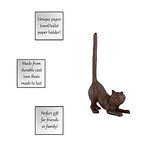 47th & Main Cast Iron Paper Towel Holder, 9.5-Inches Tall, Cat