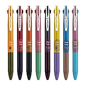 Writech Retractable Gel Ink Pens: Multi Colored 2 in 1 Colorful Click Pen Assorted Color 8ct Extra Fine Point Tip 0.5mm Journaling Smooth Writing Note Taking Coloring No Bleed & Smear & Smudge