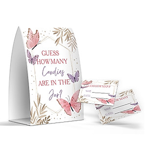 How Many Candies Are In The Jar, Baby Shower Games, Baby Shower Decorations - One Sign and 50 Cards(MANY011)