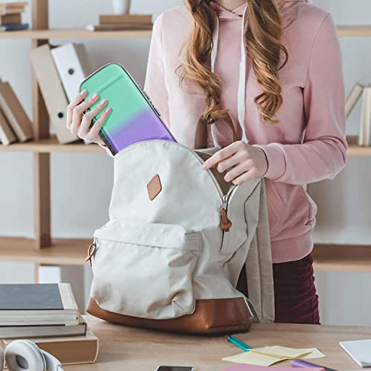 TNP Carrying Case for Nintendo Switch, Green Purple - Kawaii Cute Portable Travel Case, Protective Storage Carry Bag for Girls, 10 Game Cartridge Holder