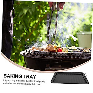 SHOWERORO 1pc Bakeware Grill Toppers Griddle Plate Barbecue Baking Pan Indoor Griddle Nonstick Bakeware Stainless Steel Griddle Baking Tool Barbecue Accessory Camping Barbecue Pan Tray Iron