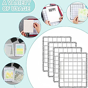 4 PCS Sticky Non-Slip Flexible Gridded Stamp Mats Grid Sheets Low Stick Mat Multi-Use Low Tack Mat,Stick and Stamp Adhesived Sheet Scrapbooking Craft Accessory