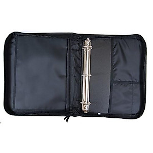 Top Flight Titanium Zipper Binder with 1.5 Inch Slant D-Rings, Foldout Pouch, CD Carrier and Interior File Pocket, 13.5 x 11 Inches, 1 Binder, Black/Red (4511491)