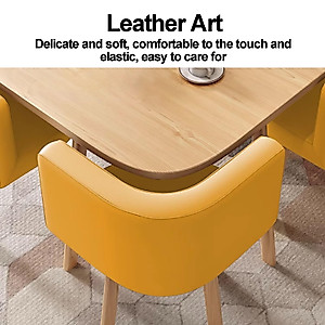 Combination Negotiation Table,Conference Table Square Office Table And Chair Set With 4 Chairs,Reception Desk And Chair Combination,Leather Material,80CM Diameter,Suitable For Living Room,Cafe ( Color
