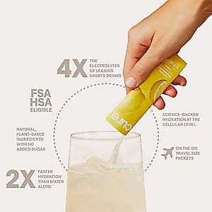 Cure Hydrating Plant Based Electrolyte Mix | FSA & HSA Eligible | Powder for Dehydration Relief | Made with Coconut Water | Non-GMO | No Added Sugar | Vegan | Paleo | Pouch of 14 Packets - Lemonade