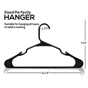 Utopia Home Plastic Hangers 100 Pack - Durable, Slim & Sleek Hangers with Shoulder Grooves - White & Black Clothes Hangers