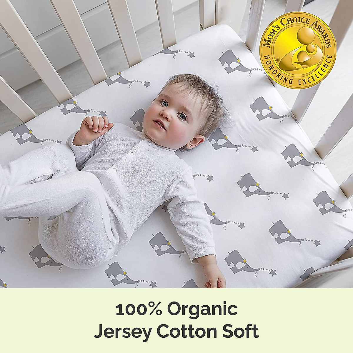 100% Organic Cotton Baby Crib Sheet (2 Pack) - Jersey Knit Soft Fitted Baby Sheet - Washable Crib Mattress Sheets for Baby Toddler Newborn Infant & Kids - Fits Standard Crib Toddler Mattresses