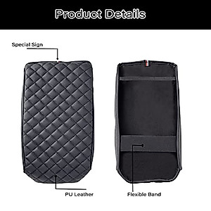 JKCOVER Center Console Armrest Cover Compatible with Toyota 4Runner 2010-2020 2021 2022 2023 Truck Accessories Premium PU Leather Cushion Protector (Black)