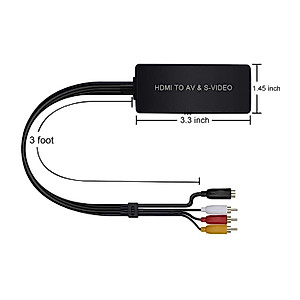 Dingsun HDMI to SVideo Converter HDMI to Audio Video Converter HDMI to RCA Adapter with Svideo Cable Support 720P/1080p for PC Laptop Xbox PS3 TV STB VHS VCR Blue-Ray DVD