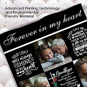 LOSARON Personalized Memorial Photo Blanket Always on My Mind Forever in My Heart Sympathy Bereavement Gift Fleece Blanket Custom Sympathy Blankets with Picture for Christmas