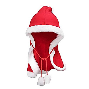LIYJTK Winter pet New Year's cat and Dog Clothes Costumes Christmas red Cape with hat New Year's Small red Cape Warm Funny pet Dress up Puppy Kitten pet Clothes(M)