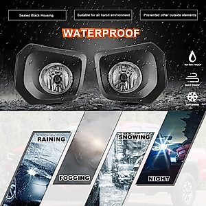 Nixon Offroad Fog Light Set Fit for 2016-2020 Toyota Tacoma SR / SR5 w/Bulb + Black Bezel Cover + Wiring Harness Kit + Universal Switch, Bumper Driving Fog Light Assembly, Fog Lamp Replacement Clear