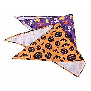 4 Pack Halloween Dog Bandanas, Pet Holiday Pumpkin Bat Ghost Themed Pattern Triangle Bibs Dog Fall Scarf Accessories Premium Durable Fabric Washable Cotton Pet Neckerchief for Pets Cats Dogs Costume