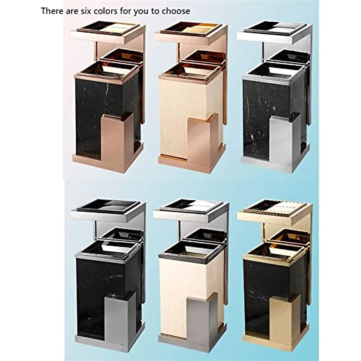 Trash Bin Trash Can Wastebasket Ashtray Garbage Bin 12L Luxury Stainless Steel Trash Can Marble Waste Bin With Ashtray Hotel Lobby Vertical Outdoor Large Garbage Bin Garbage Can Waste Bin ( Color : On