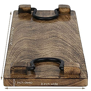 Wood party serving platter cheese board tray wine crackers meat 20 inch by 8 inch