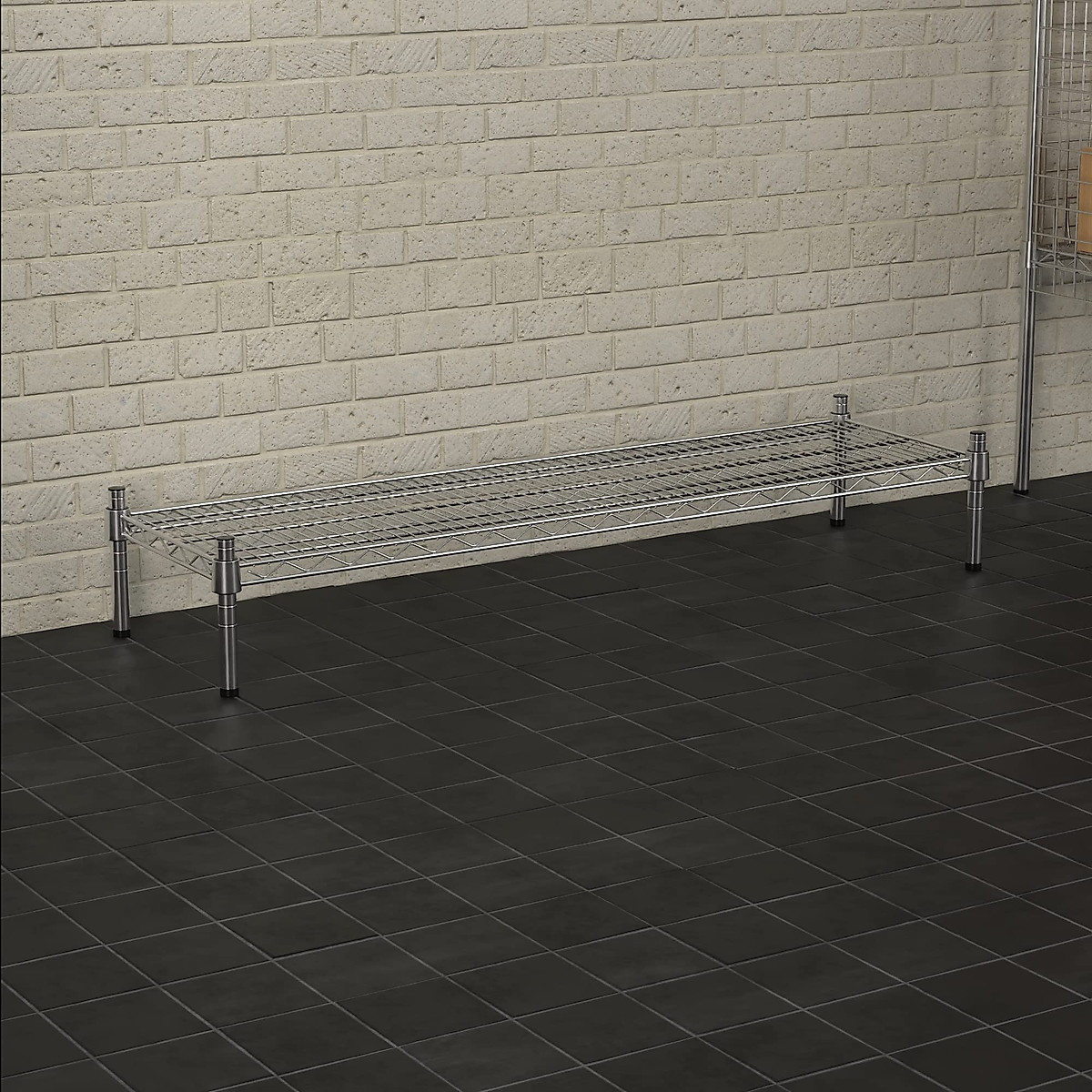 Krollen Industrial 14" x 48" NSF Green Wire Stationary Dunnage Storage Rack with 8" Posts Ideal for Commercial Kitchen Home Garage Warehouse Shelters