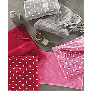 Cackleberry Home Polka Dot Bathroom Cotton Terry Hand Towels 20 x 30 Inches, Set of 2 (Crimson Red)