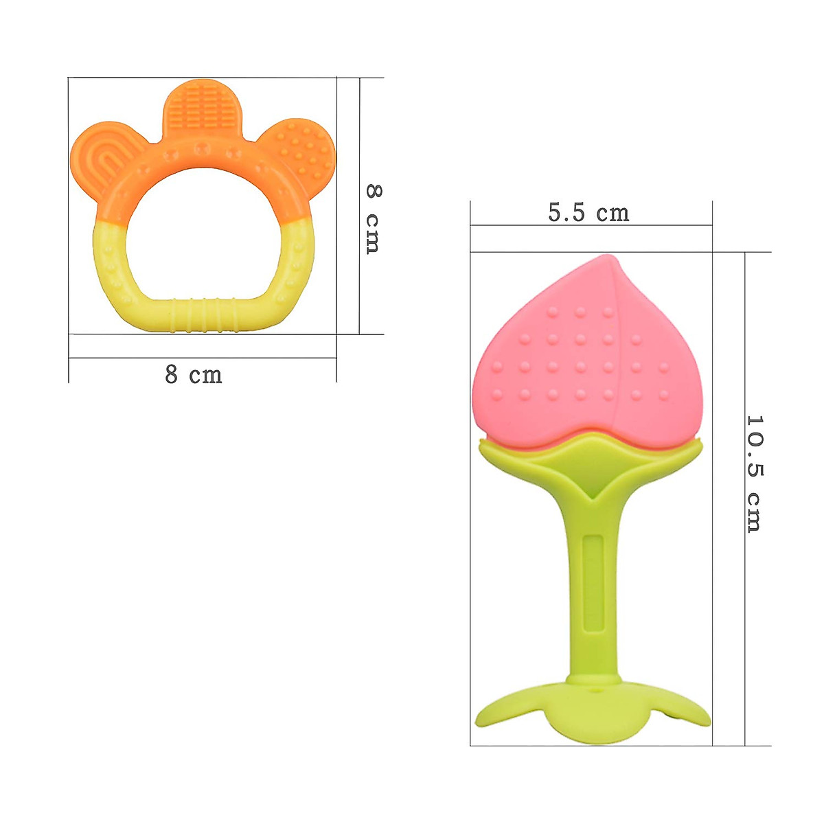 NEPAK 10 Pack Baby Teething Toys,Fruit Shaped Silicone Baby Teethers,Infant Teethers Set,Teethers for Babies BPA Free,Teething Toys for Babies