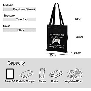 VAMSII Gamer Tote Bag Video Game Lover Gifts if You can Read This I was Forced to Put My Controller Down Bag Game Nerd Gifts (I was forced to put my Controller down)