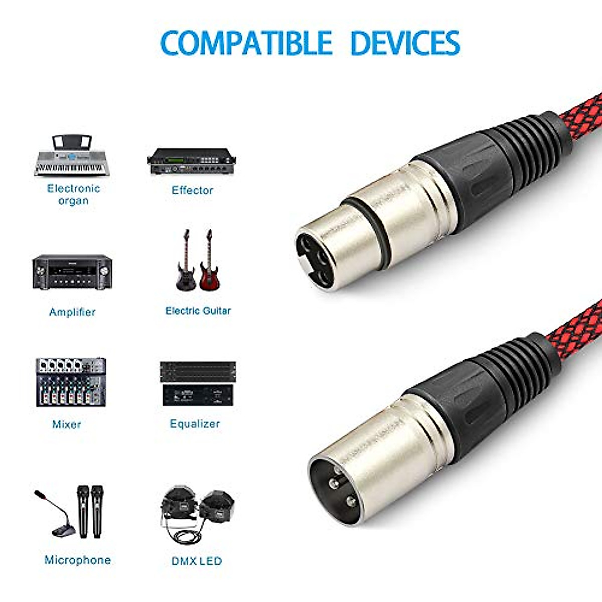 LoongGate Premium XLR Male to Female 3 Pin Plug Nylon Braided Shielded Professional Mic Audio Balanced Cable for Recording Applications,Mixers,Speaker Systems (2m/6ft)