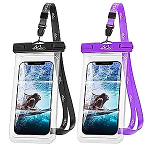 MoKo Waterproof Phone Case 2 Pack, IPX8 Underwater Phone Pouch Dry Bag Compatible with iPhone 14 13 12 11 Pro Max X/Xr/Xs/8/7 Plus, Galaxy S21/S20 Plus/Note 10/9 up to 7.4"