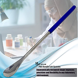 Vinyl Grip Stainless Steel Micro Lab Laboratory Flat Spoon Weighing Spatula Sampler (7 inch)