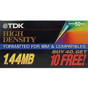 TDK High Density 1.44 MB Formatted for IBM & Compatibles - 50