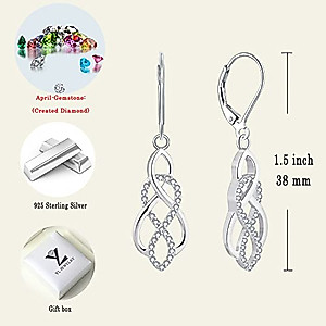 YL Celtic Knot Earrings 925 Sterling Silver Infinity Leverback Earring 18k White Gold Twist Dangle Drop Jewelry