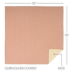 VHC Brands Sawyer Mill Farmhouse Stripe Coverlet - Reversible Bedding Lightweight Quilted Bedspread, Queen Size, Red