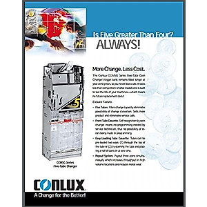 Conlux CCM5G MDB 5 Tube Coin Mech, 5,10,25,25,$1 Configuration