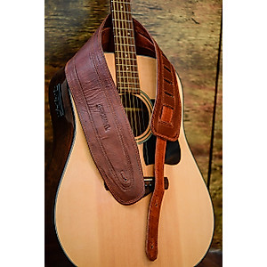 WerKens Genuine Leather Padded Guitar Strap 4" inch Wide Bass Straps Adjustable Length 43-54" Inches designed for Electric Acoustic Bass Guitars