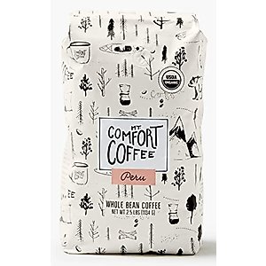Mt. Comfort Coffee Organic Peru Medium Roast, 2.5 lb Bag - Flavor Notes of Nutty, Chocolate, & Citrus - Sourced From Small, Peruvian Coffee Farms - Roasted Whole Beans