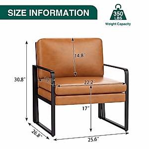 ALISH Accent Chairs, Upholstered Armchair Modern Living Room Chairs Linen Arm Chair Side Sofa Chairs Reading Chairs with Metal Legs for Bedroom, Living Room Brown