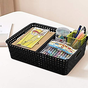 Bringer 4-Pack Plastic Paper Storage Baskets, Black