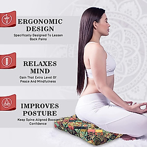 Mandala Meditation Cushion, Boho Meditation Mat, Meditation Pillows for Sitting on Floor, Cushions for Sitting in Home and Outdoor, Square Floor Pillows Cushion Seating for Yoga 22'' X 22''