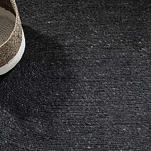 SAFAVIEH Braided Collection 4' x 6' Oval Black BRD901Z Handmade Country Cottage Reversible Wool Entryway Foyer Living Room Bedroom Kitchen Area Rug