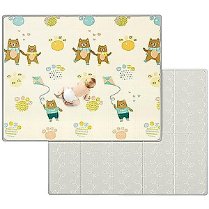 Baby Play Mat, 79" x 71" Extra Large Foldable Play Mat for Floor, 0.6" Thick Reversible Foam Playmat Crawling Mat, Waterproof Baby Floor Mat for Infants, Toddlers and Kids Indoor Outdoor