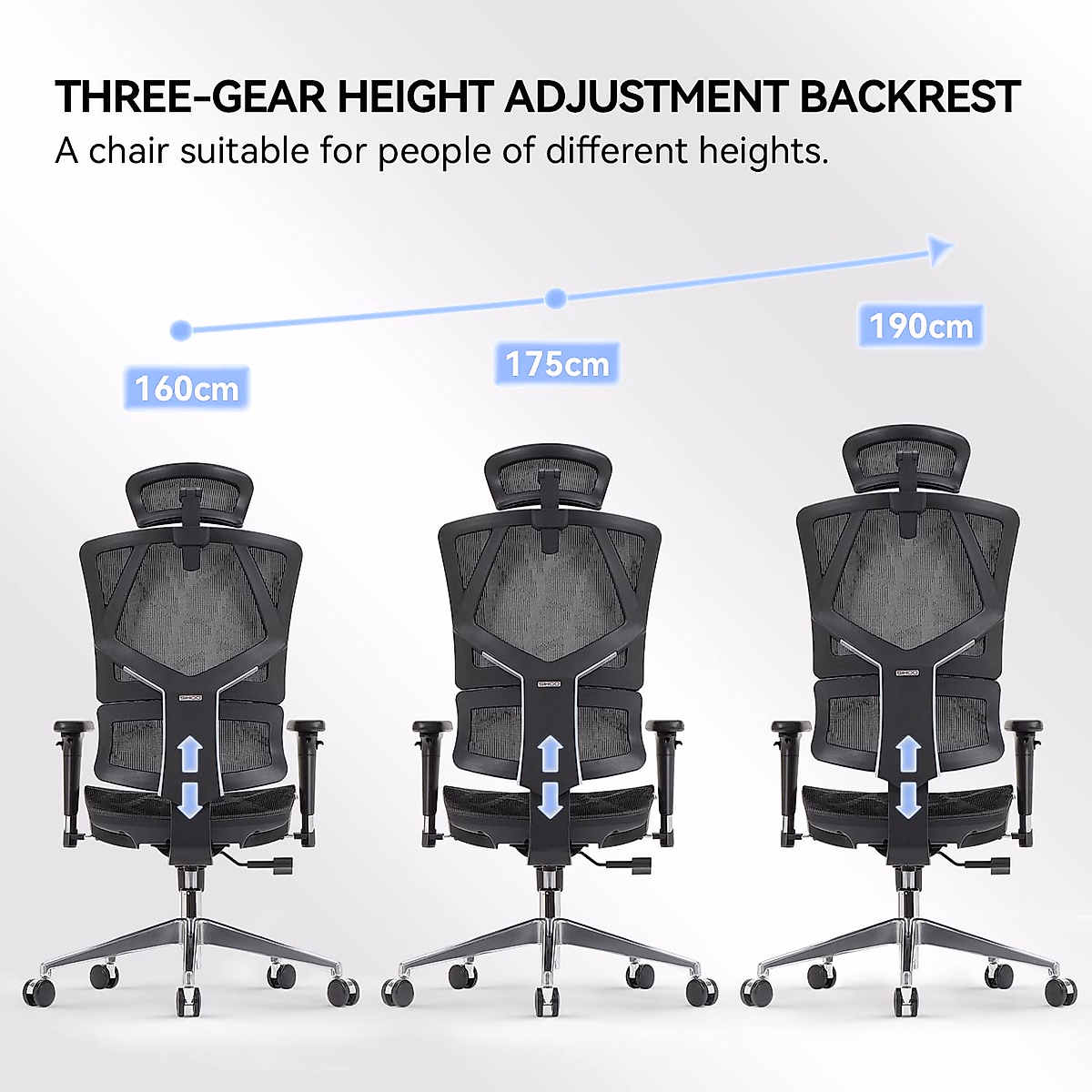 SIHOO Ergonomic Office Chair - High Back Desk Chair with Lumbar Support, 3D Armrest and Adjustable Height Backrest Thick Seat Cushion Breathable Mesh Computer Chair (Black)