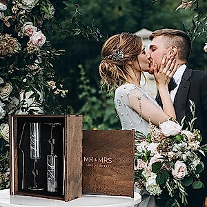 AW BRIDAL Mr & Mrs Champagne Flutes Bride and Groom Champagne Glasses Wedding Cake Knife Set Cake, Cake Cutting Set for Wedding,Bridal Shower Gift Wedding Anniversary Engagement for Couple