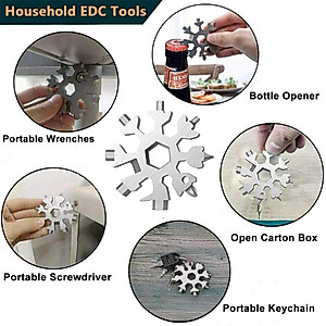 3 Pack Snowflake 18-in-1 Multi Tool, Stainless Steel Snowflake Bottle Opener/Flat Phillips Screwdriver Kit/Wrench, Durable and Portable to Take