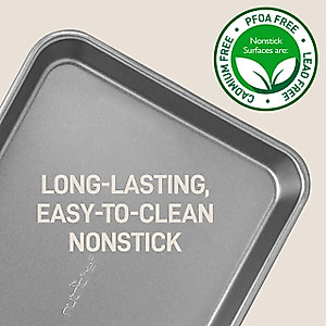 NutriChef 2-Piece Nonstick Cookie Sheet Baking Pan Set - Premium Bake Trays w/ Sleek Non-Stick Coating PFOA, PFOS, & PTFE Free - Large (15"x11") & Medium (13"x9") - Dishwasher Safe