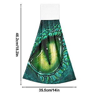 ALAZA Set of 2 Polyester Hanging Tie Towels Eye of Dinosaur Dragon| Include (2) Hanging Towels with Hanging Loop(8cr3a)