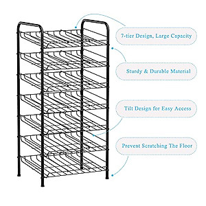 Vrisa Can Organizer for Pantry 7-tier Can Rack Organizer Can Storage Dispenser Rack Holds up to 84 Cans for Canned Food Kitchen Cabinet or Pantry Shelf