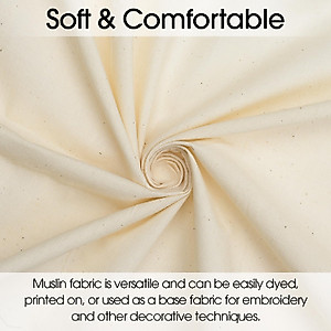 Pico Textiles 2 Yards Bolt - 100% Cotton Natural Muslin Fabric - Unbleached - Sold by The Bolt - Ideal for Quilting, Embroidery, Backdops, Drapes, Apparel, Aprons, and Sheets
