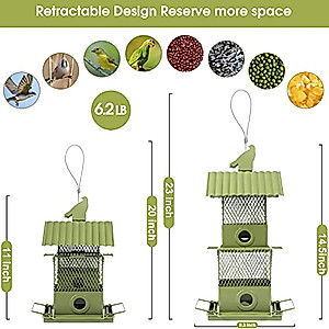 Metal Bird Feeder for Outside,6.2 lbs Large Capacity for Outside Hanging Bird Feeder for Wild Birds Chew-Proof and Water Resistant Wild Bird feeders for Cardinal, Finch, Chickadee, Blue Jay(Green)