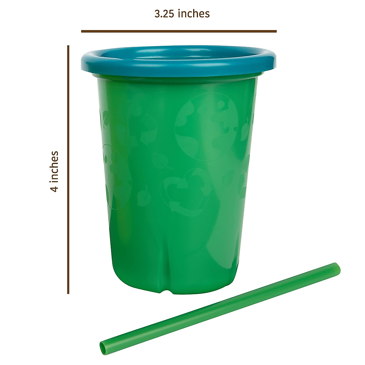 The First Years GreenGrown Reusable Spill-Proof Straw Cups - Toddler Cups with Straw - Blue/Yellow/Green - 6 Count
