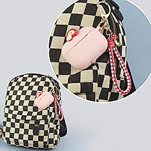 Wonhibo Cute Mushroom Airpods Pro Case for Women Girls, Pink Kawaii Fruit Cover for Apple Airpod Pro 2019 with Keychain