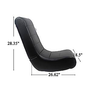 Loungie Leather PU Floor Chair - Black PU/Black PU | Design: Rockme | for Kids, Teens, Adults, Boys Or Girls | 33.4L x 18.5W x 28.4H